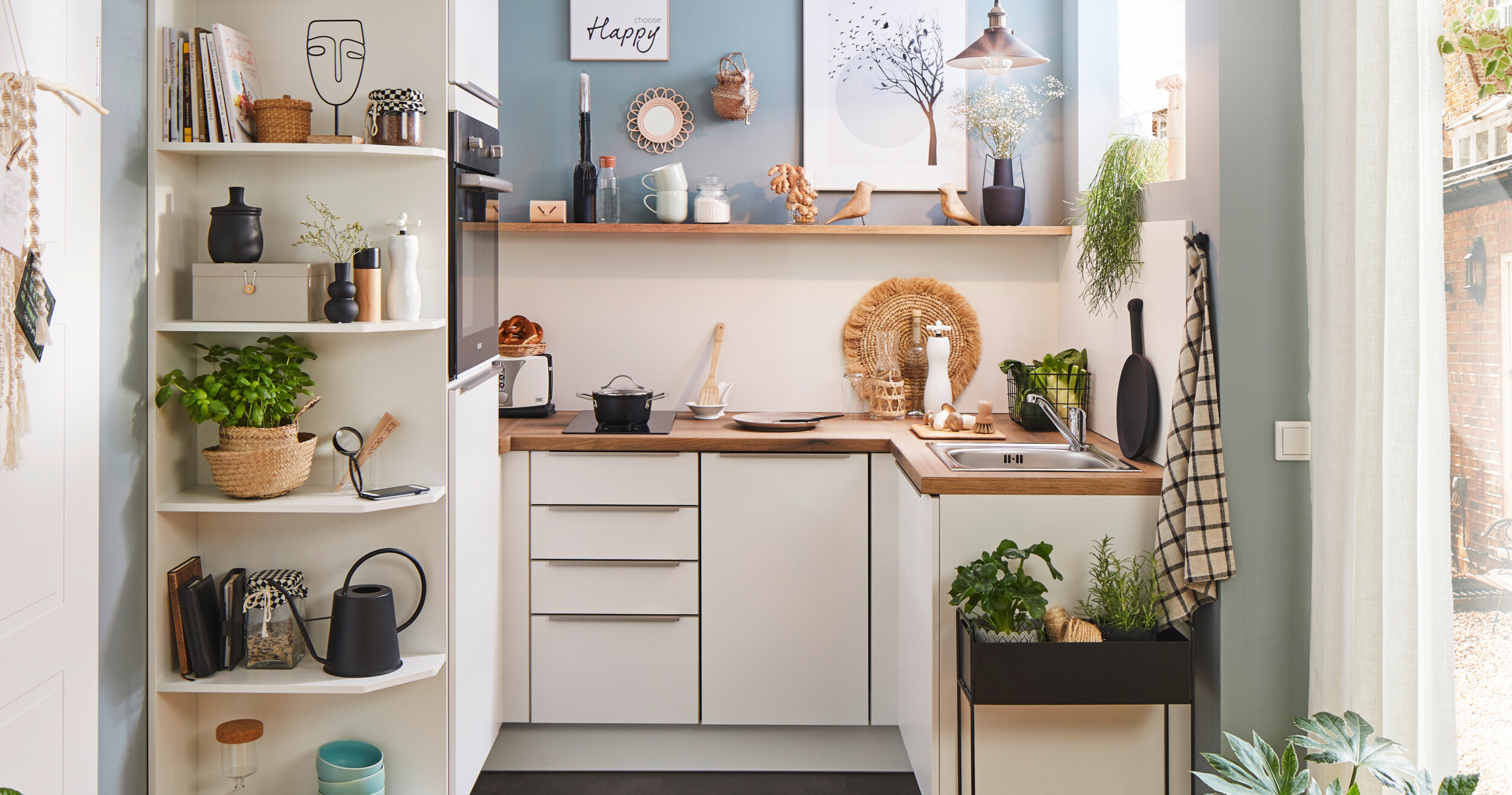 U-shaped kitchen | Magical modern style | Oak work surface for a homely ...